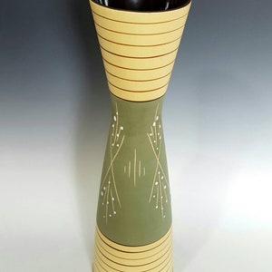 Retro 16 Tall MARZI & REMY Green and Yellow Vase 1031/42, West German Pottery Fat Lava Vase ...
