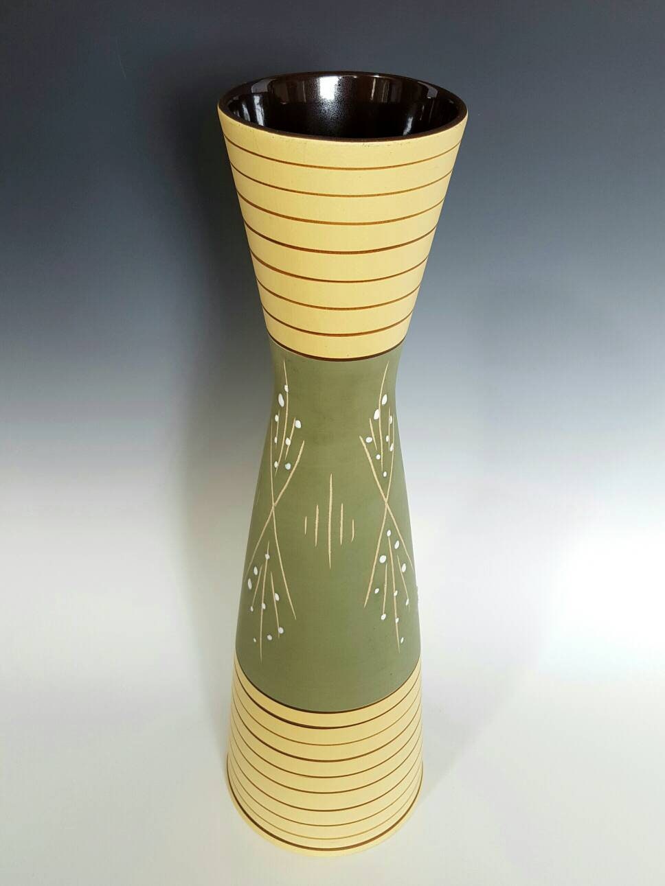 Retro 16 Tall MARZI & REMY Green and Yellow Vase | Etsy