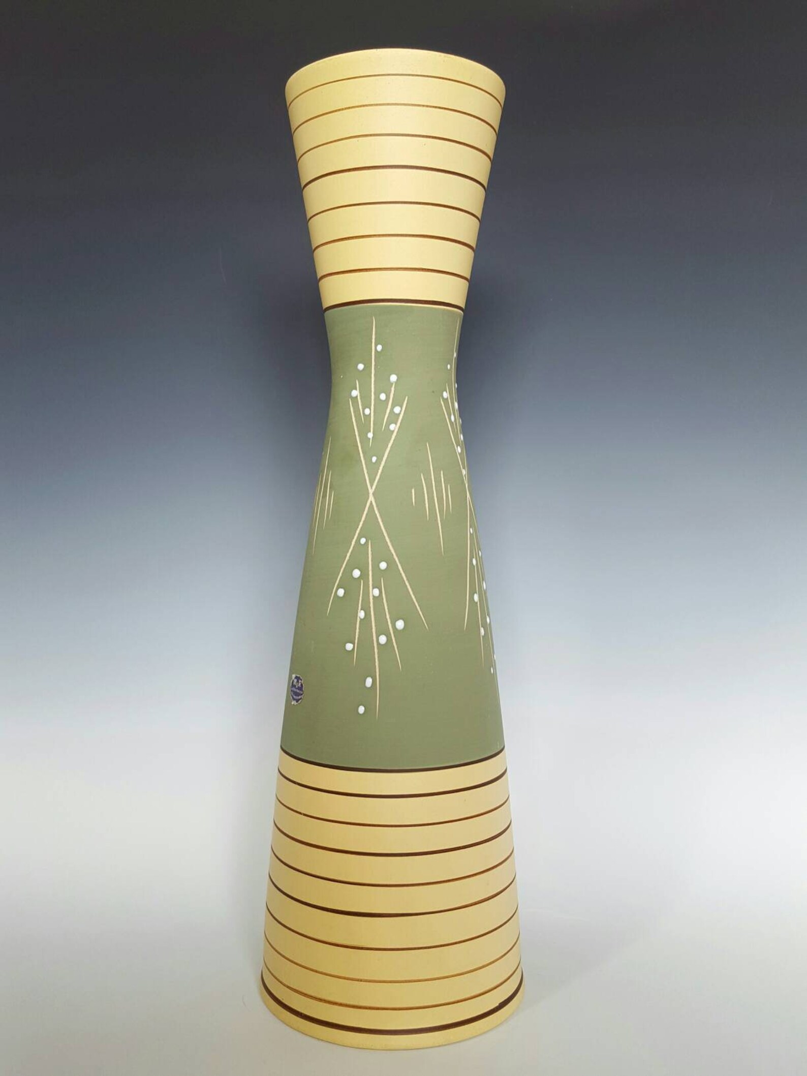 Retro 16 Tall MARZI & REMY Green and Yellow Vase 1031/42, West German Pottery Fat Lava Vase ...