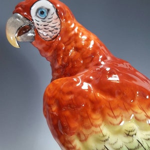 Pair of Vintage German Dresden Porcelain Red Macaw Parrot Figurines on ...