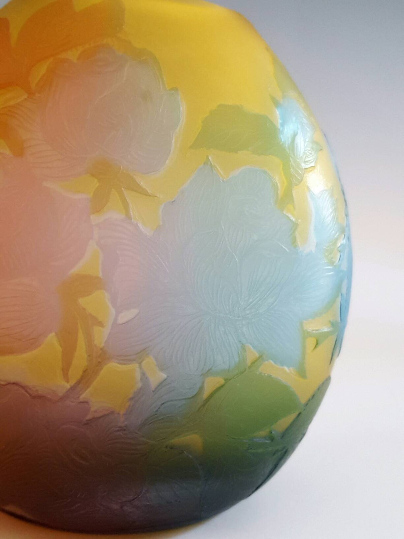 ZOLTAN ACS Hungarian Etched Cameo Glass Blue Roses Vase, Multiple ...