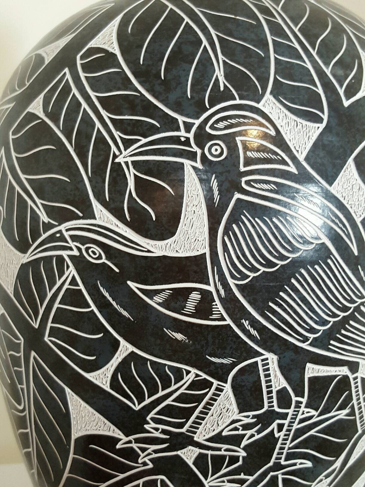 Albert Gutierrez Nicaraguan Art Pottery Vase Handcrafted Dark Green ...