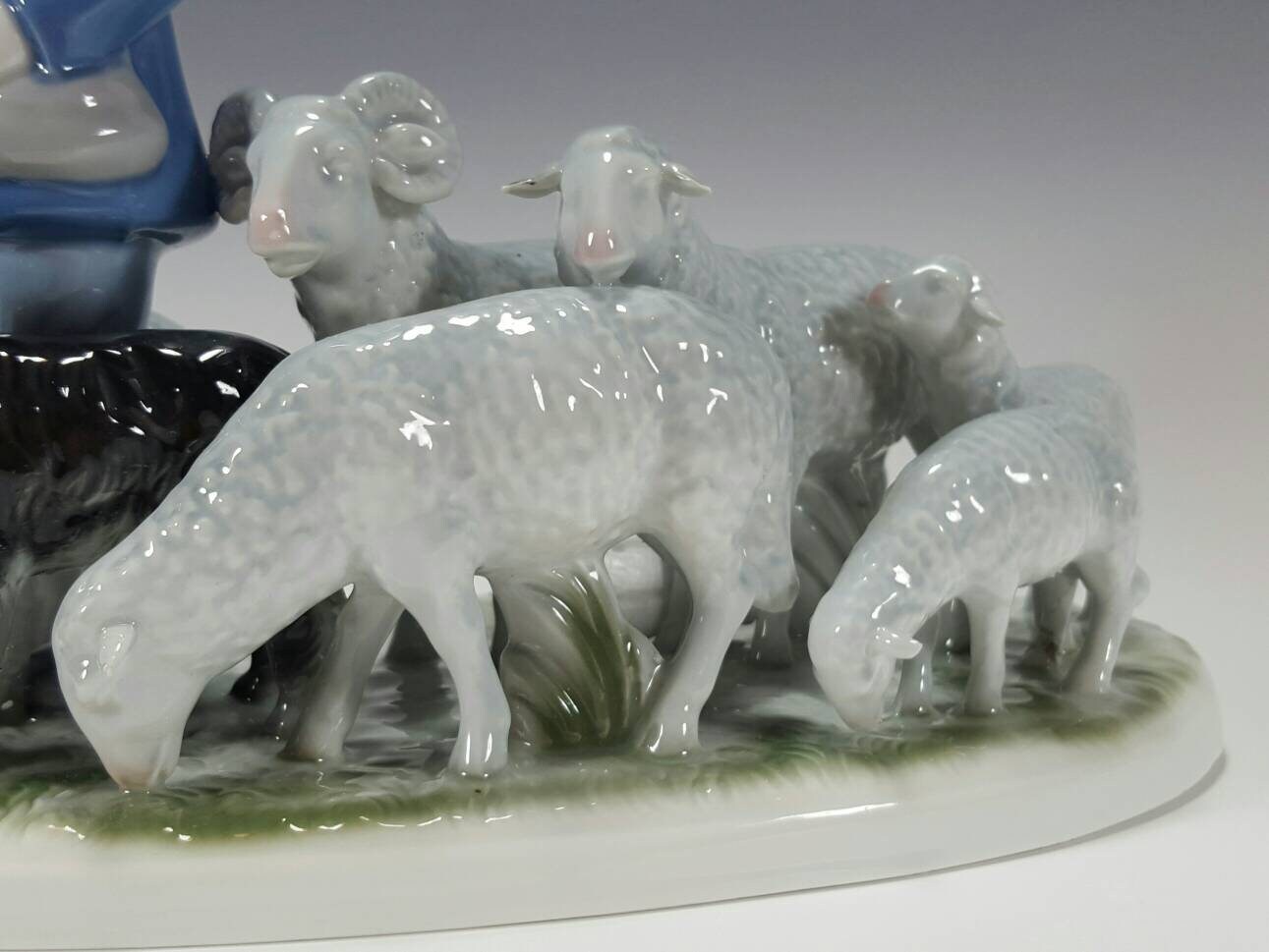 Gerold Porcelain Figurine Sheep and Shepherd With Black Dog 7023, Made ...