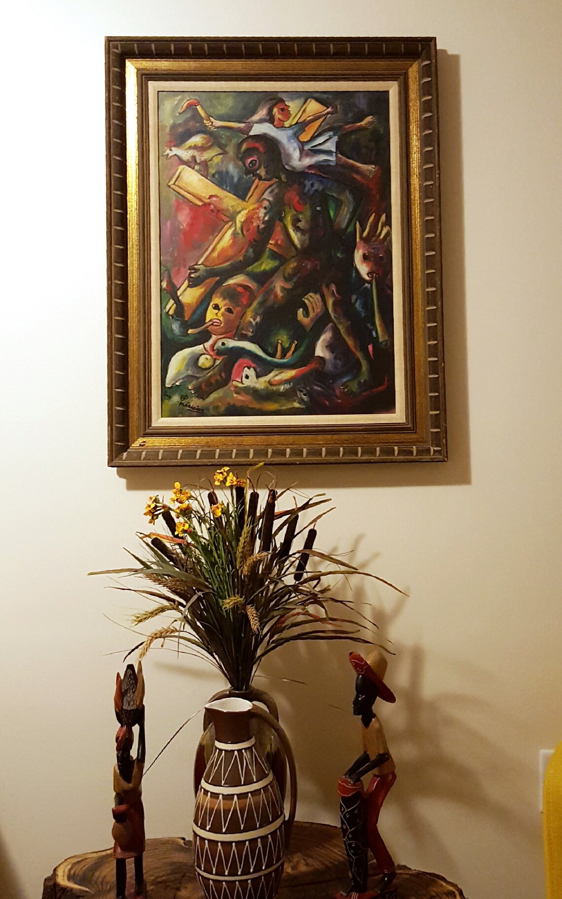 Emmanuel Merisier "bearing THE Cross" Original Oil on Canvas Haitian ...