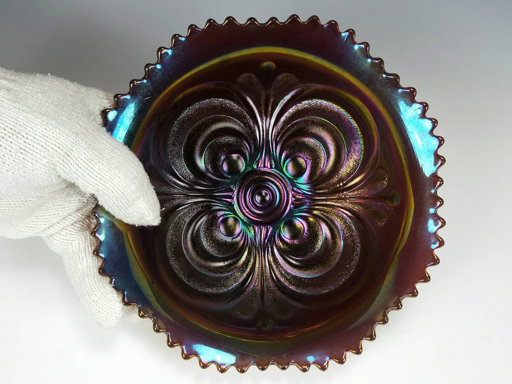 Imperial Carnival Glass Scroll Embossed Electric Purple Bowl, Collar ...