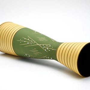 Retro 16" Tall MARZI & REMY Green and Yellow Vase 1031/42, West German Pottery Fat Lava Vase ...