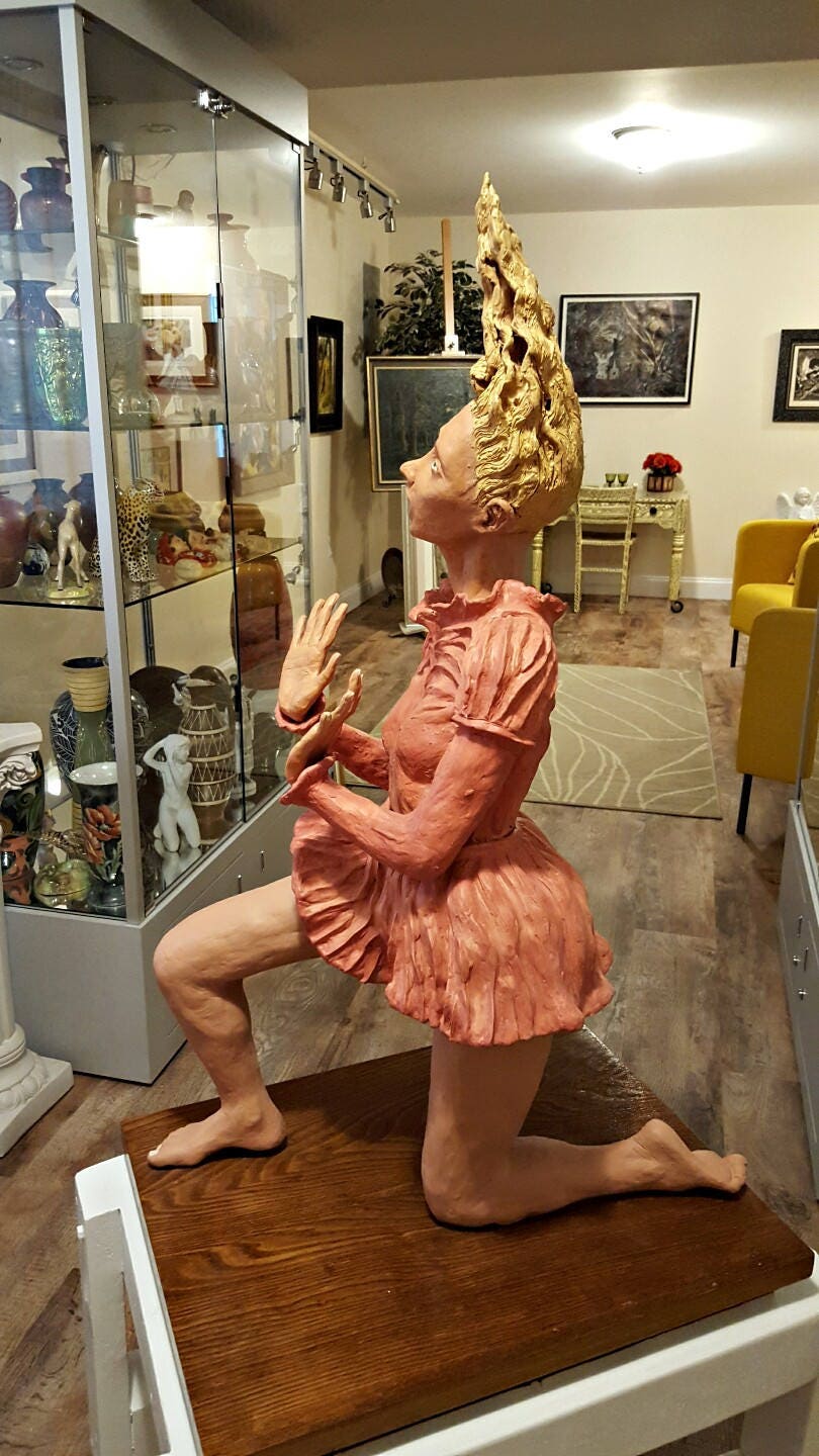 Rare Large Clay Woman Sculpture Handmade in Florence Italy by MICHELE ...