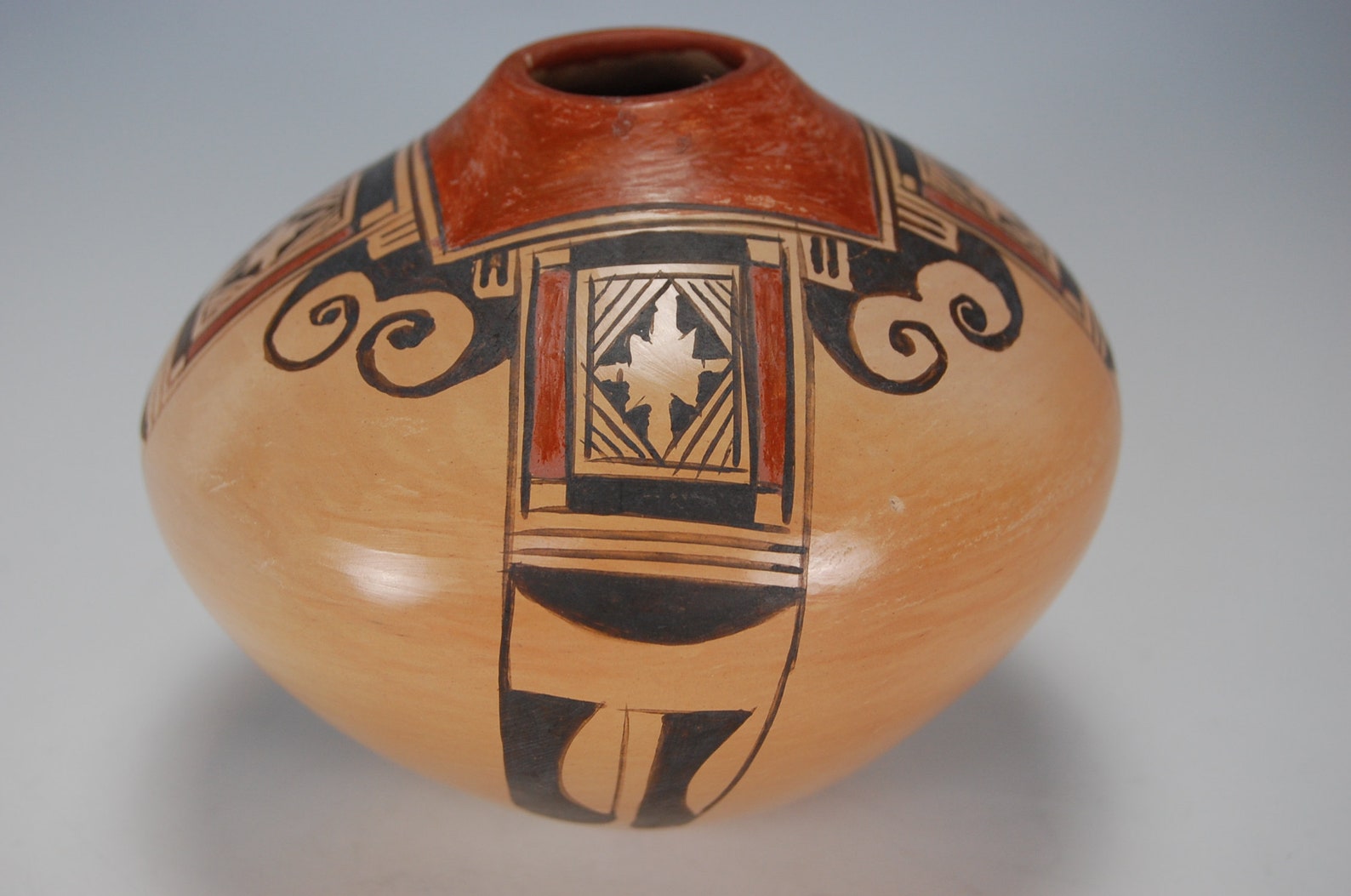 Hopi Indian Polychrome Seed Pot With Elaborate Hand Painted Decorations ...