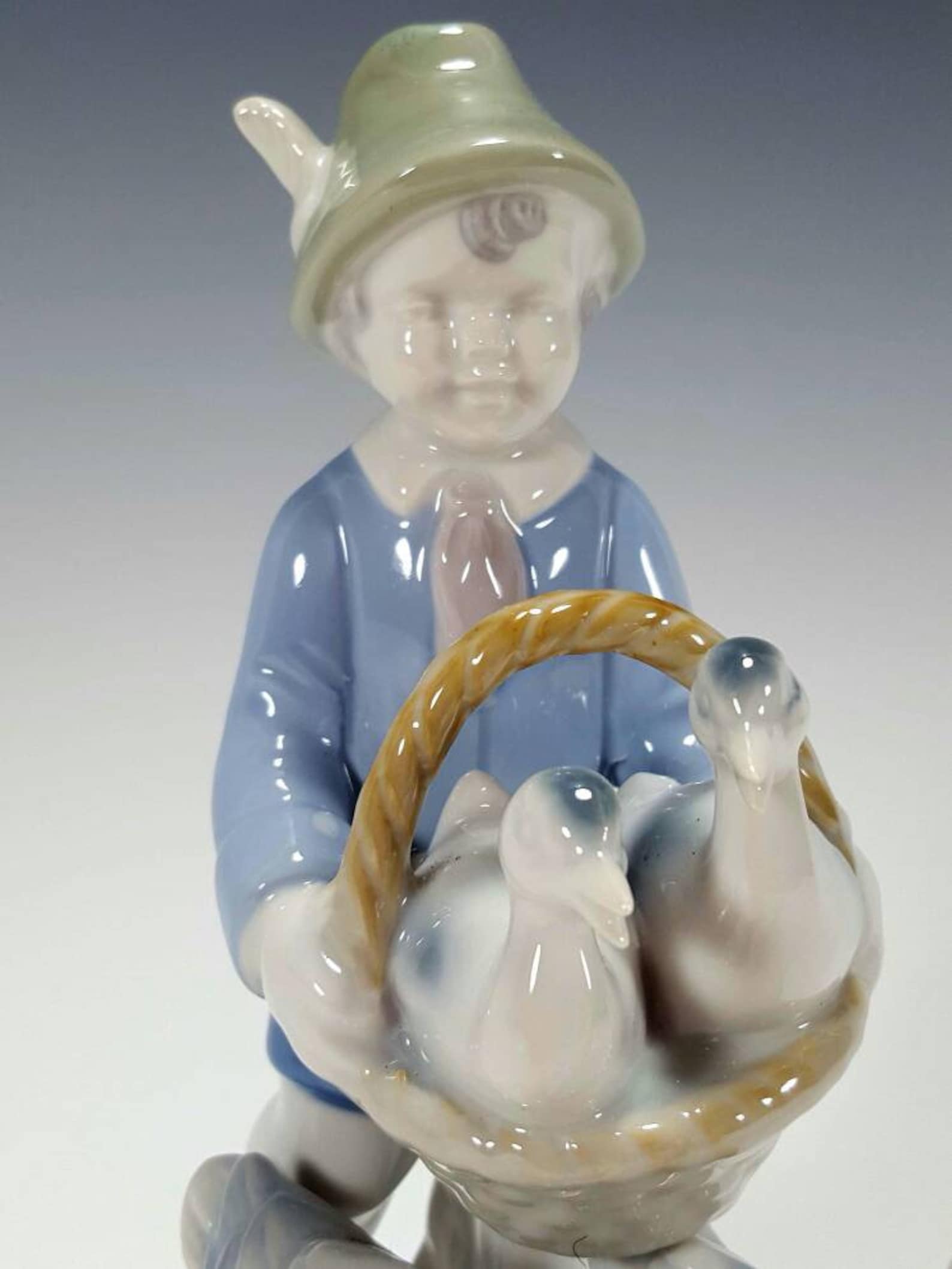 German Gerold Porcelain Little Boy Figurine gosling Boy With Basket ...