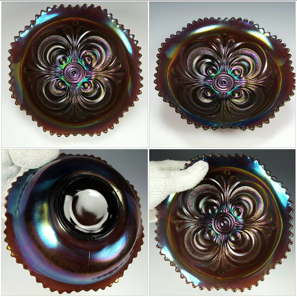 Imperial Carnival Glass Scroll Embossed Electric Purple Bowl - Etsy