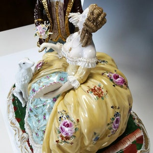 Massive Italian Capodimonte Style aristocratic Couple W/ Borzoi Dog ...