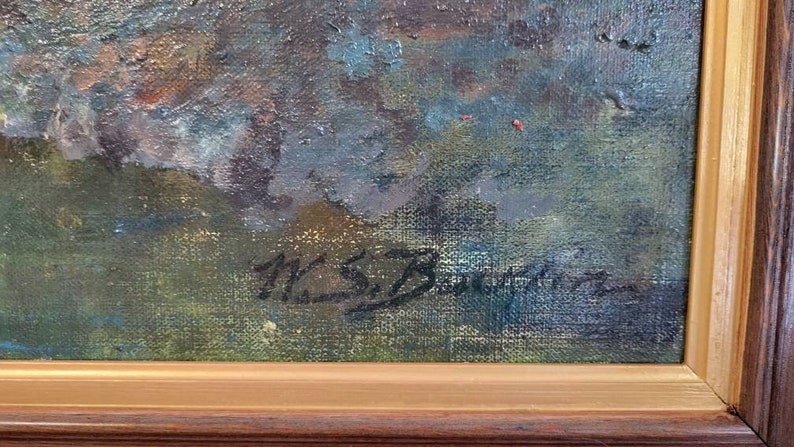 WILLIAM S. BUCKLIN Moonlit Forest Landscape Oil Painting, Vintage ...