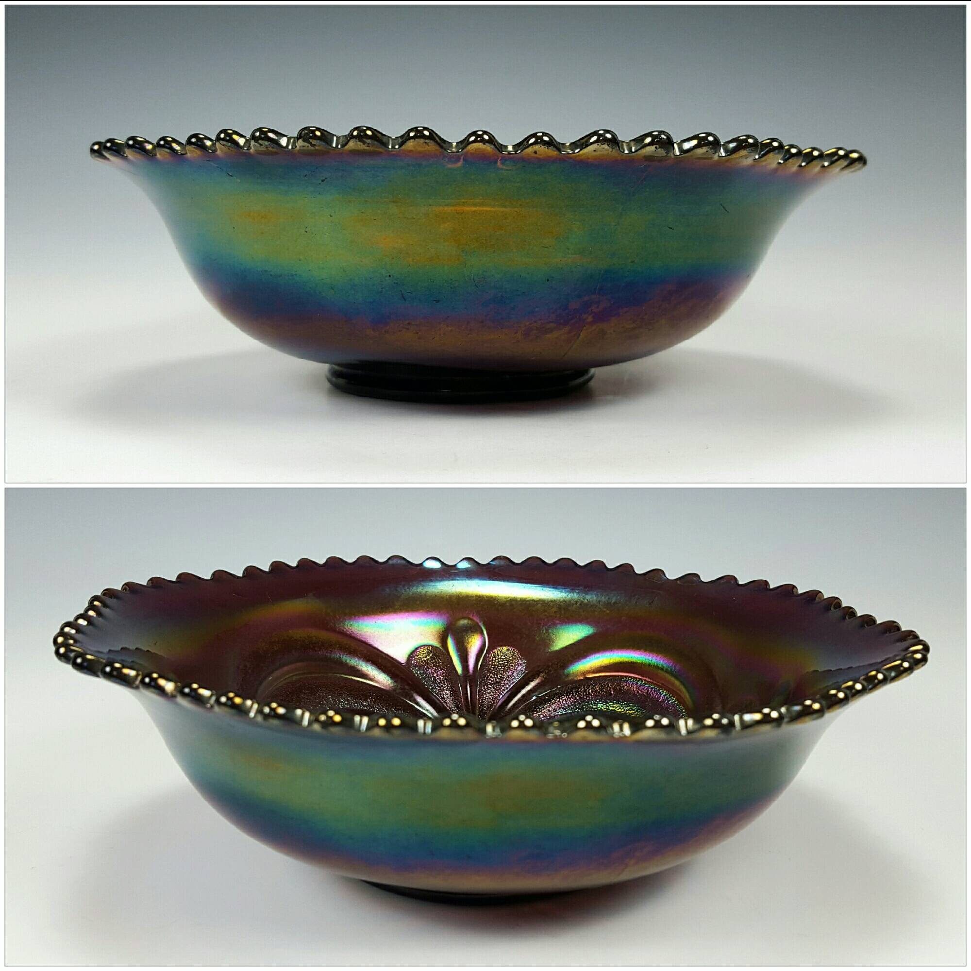 Imperial Carnival Glass Scroll Embossed Electric Purple Bowl, Collar ...