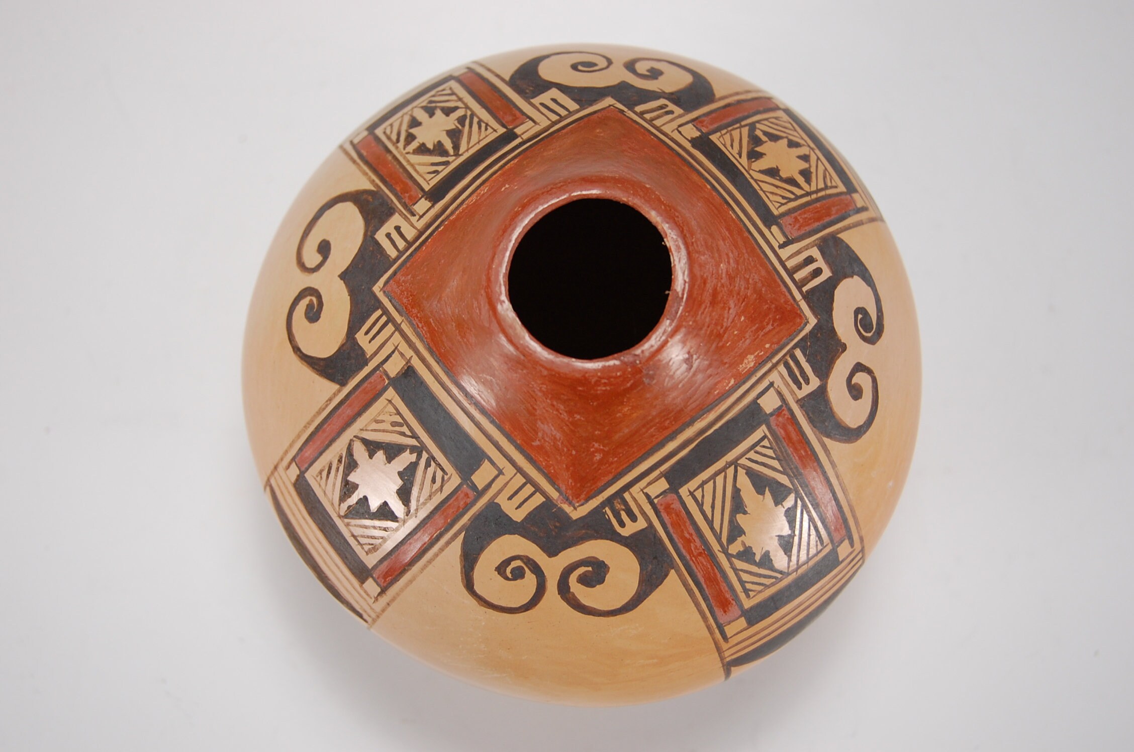 Hopi Indian Polychrome Seed Pot With Elaborate Hand Painted Decorations ...
