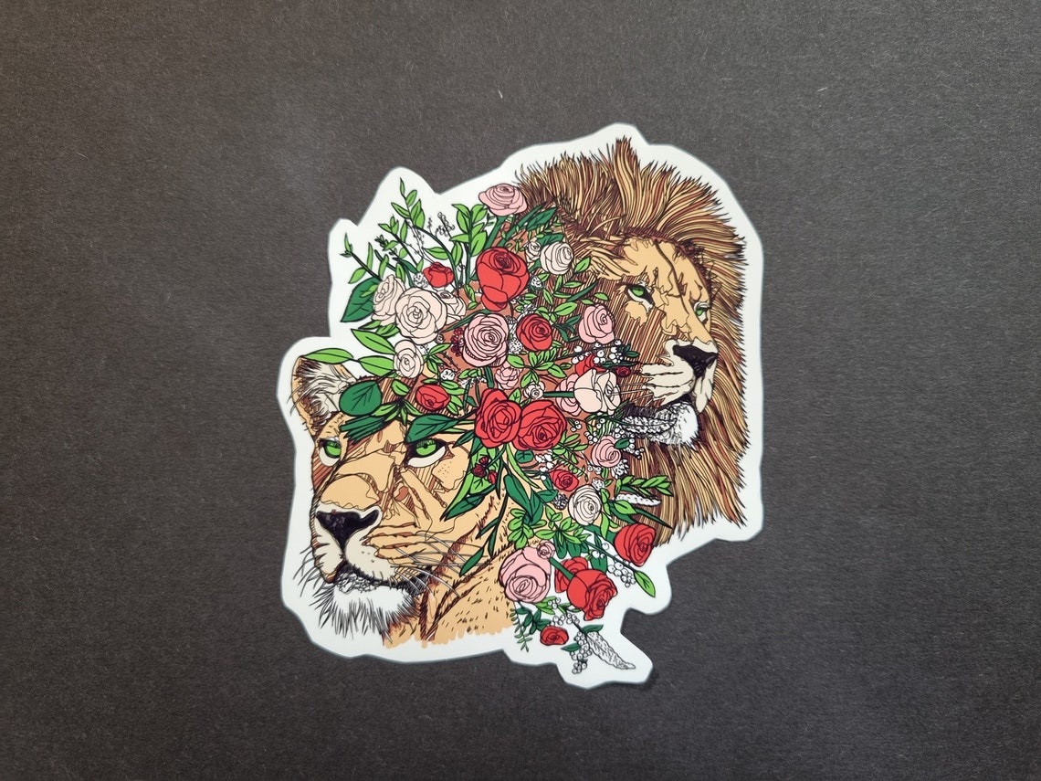 Lion and Lioness Sticker Wedding Sticker Laptop Decal - Etsy