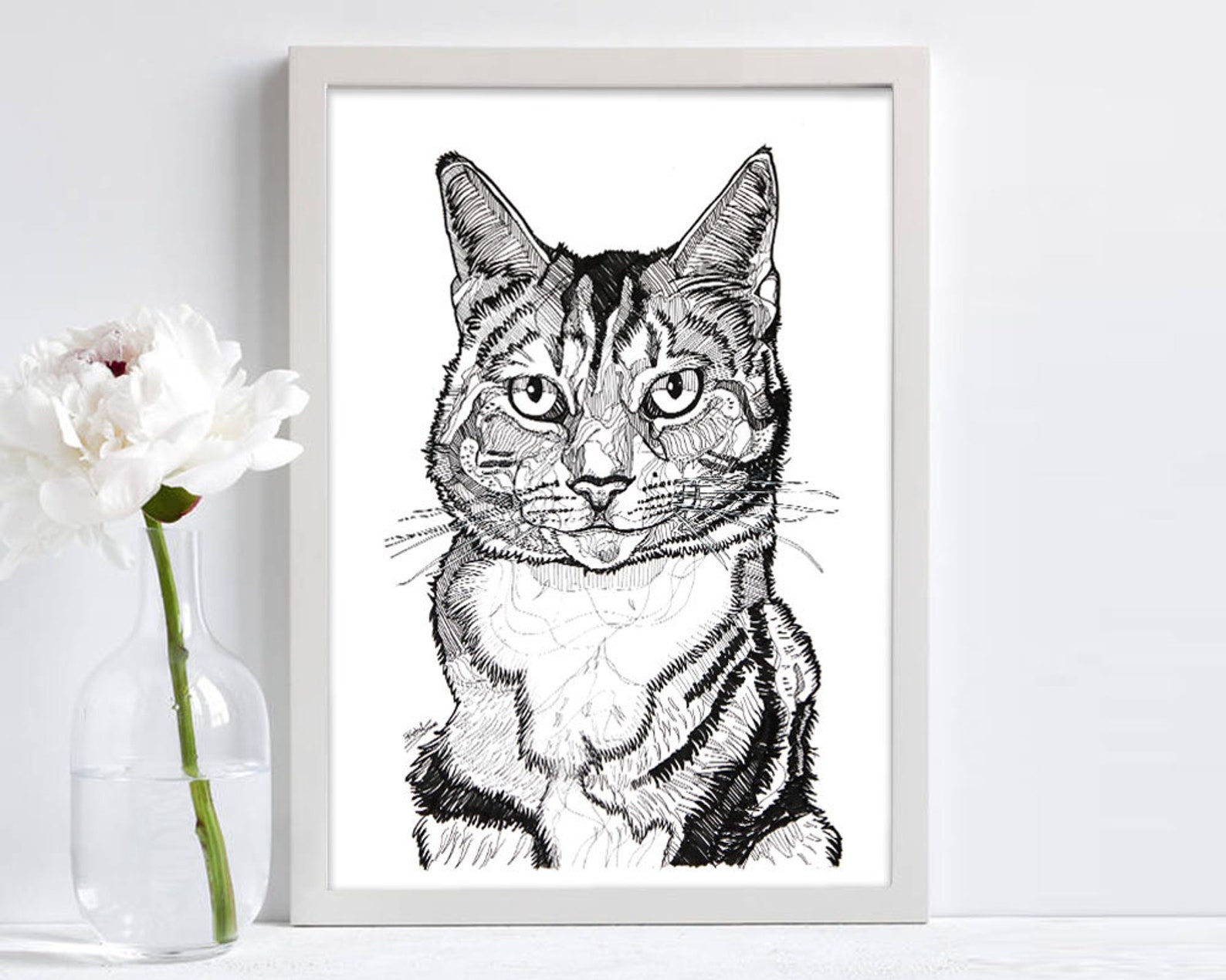 Custom Pet Line Drawing Pet Portrait Commission Drawing | Etsy UK