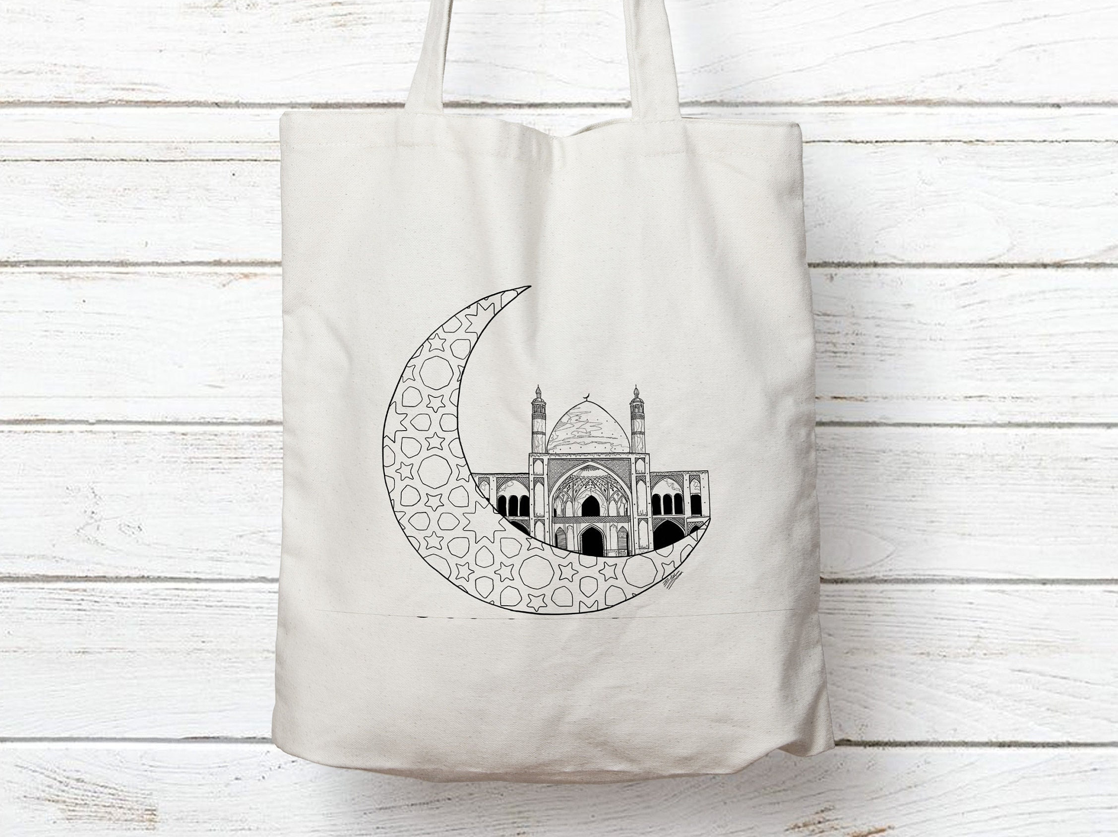 Mosque and Moon Tote Bag Eid Bag Ramadan Bag Prayer Matt - Etsy