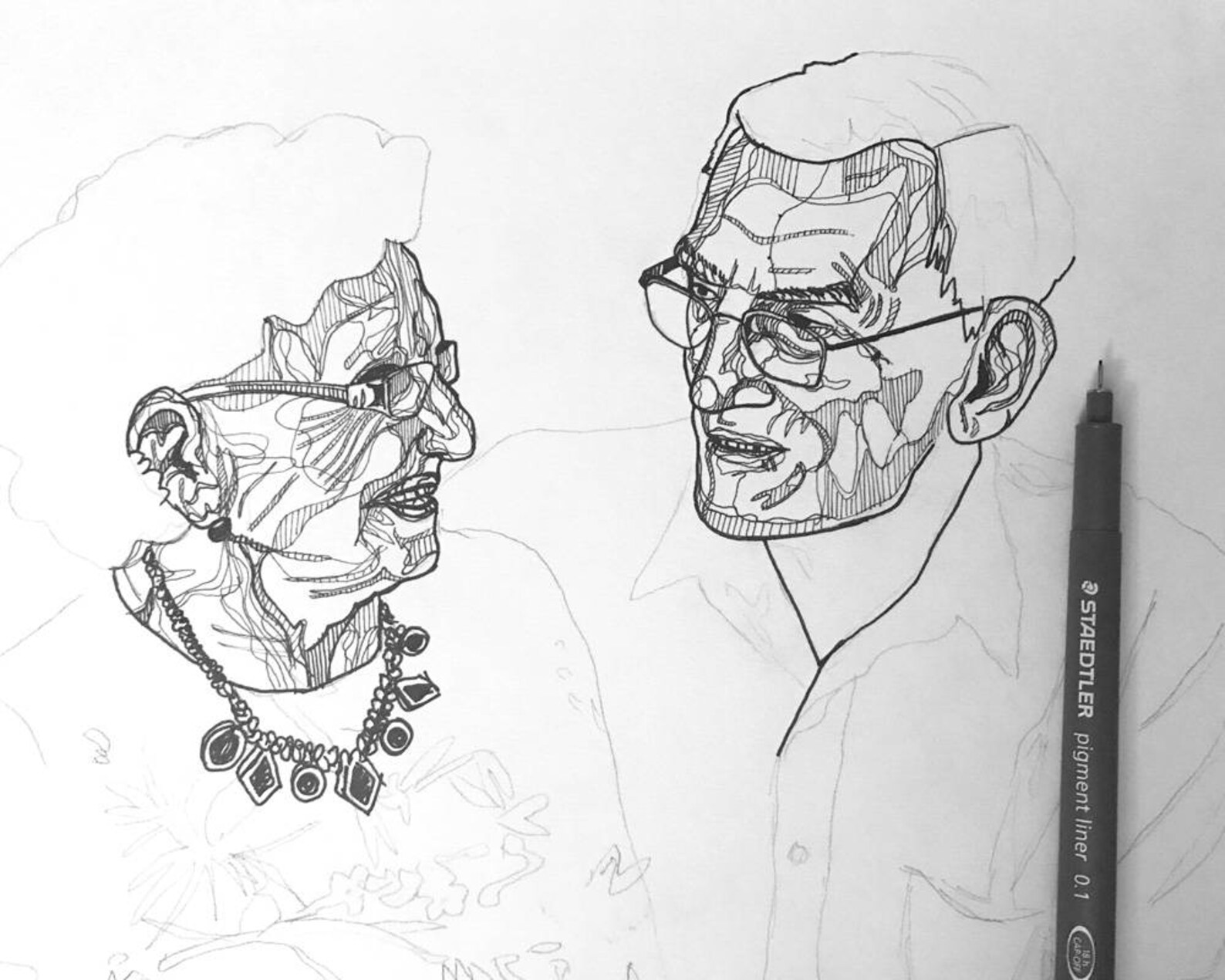 Line Art Commission // Custom Pen Line Drawing // Commission Portrait ...