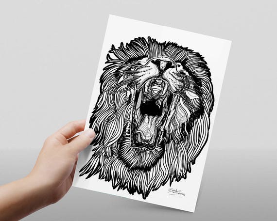 Dibujo Lineal De León Grabar Aislado Ilustración León Boceto.