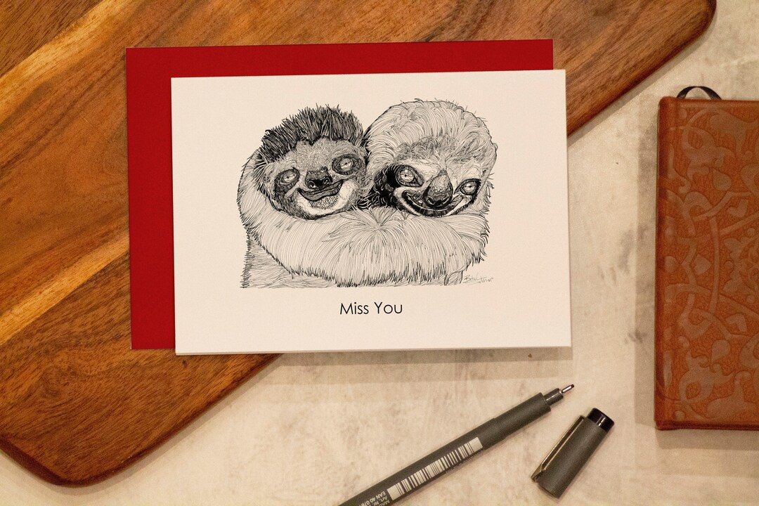 Sloths Card, Valentine's Card, Miss You Card, I Love You Card, Birthday ...