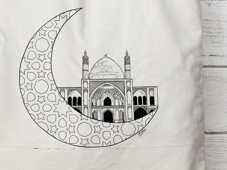 Mosque and Moon Tote Bag Eid Bag Ramadan Bag Prayer Matt | Etsy