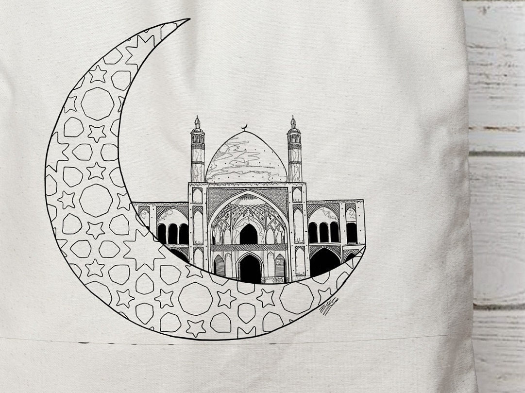 Mosque and Moon Tote Bag Eid Bag Ramadan Bag Prayer Matt - Etsy