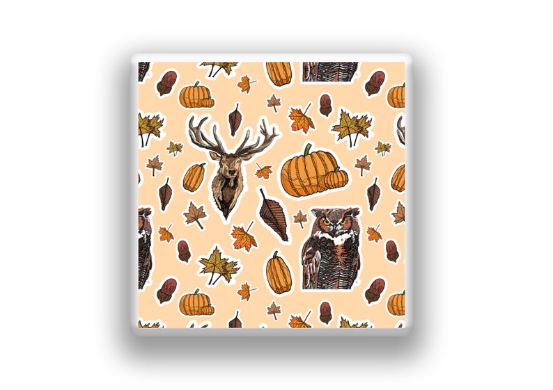 Autumn patterned Coaster Fall coaster Autumn coaster spice | Etsy