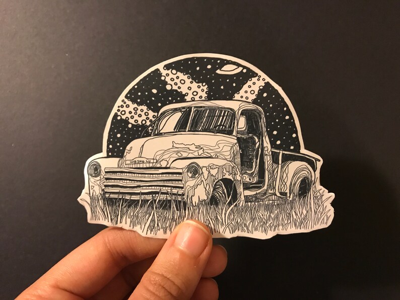 Pack of Three Cars Stickers, Laptop Decal, Car Illustration, Line ...