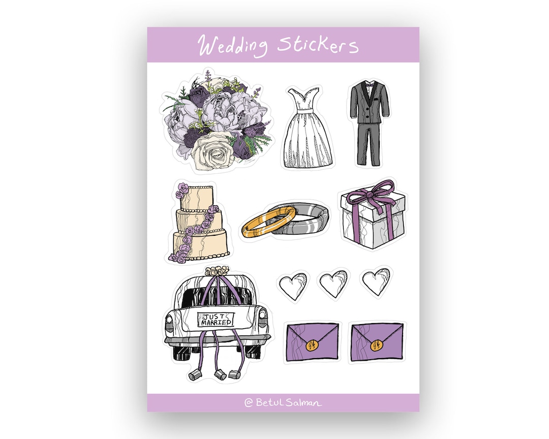 Wedding Planner Stickers, Wedding Sticker Sheet, Purple Wedding ...