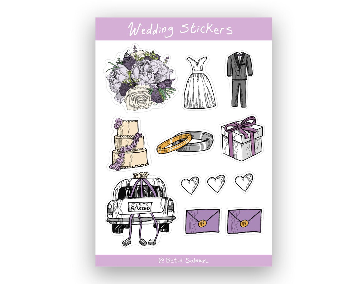 Wedding Planner Stickers Wedding Sticker Sheet Purple - Etsy