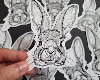 Peeking Cute Vinyl Bunny Sticker Rabbit Car Decal / Laptop Decal ...