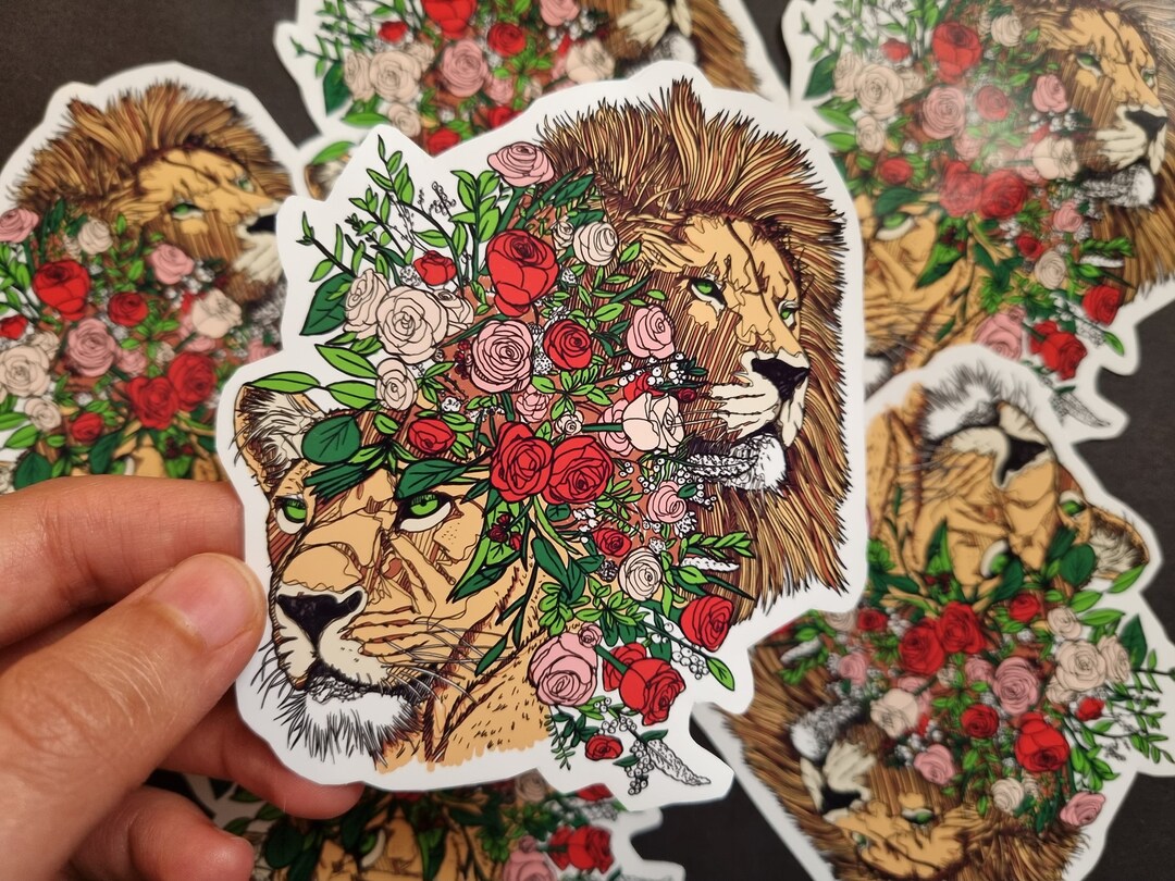 Lion and Lioness Sticker, Wedding Sticker, Laptop Decal, Bullet Journal ...