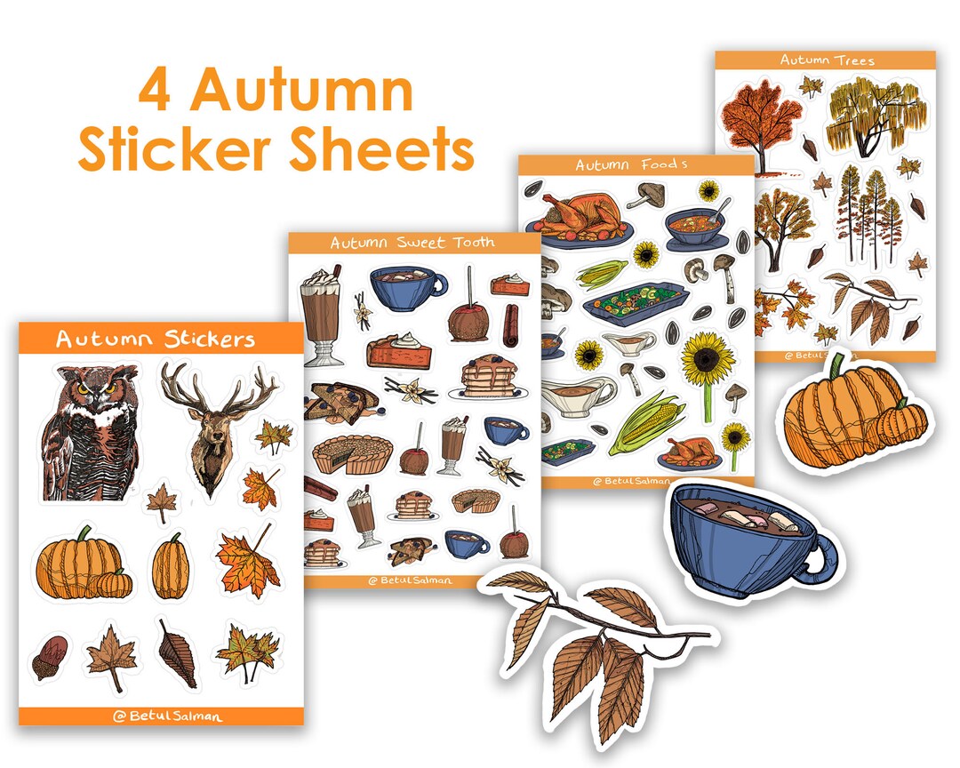 Autumn Sticker Bundle, Planner Stickers, Pumpkin Spice, Notebook ...