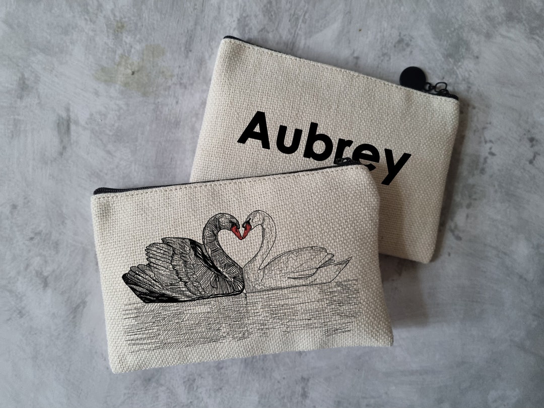 Swans Pencil Case, Swans Line Drawing, Valentine Pouch, Love Wallet ...