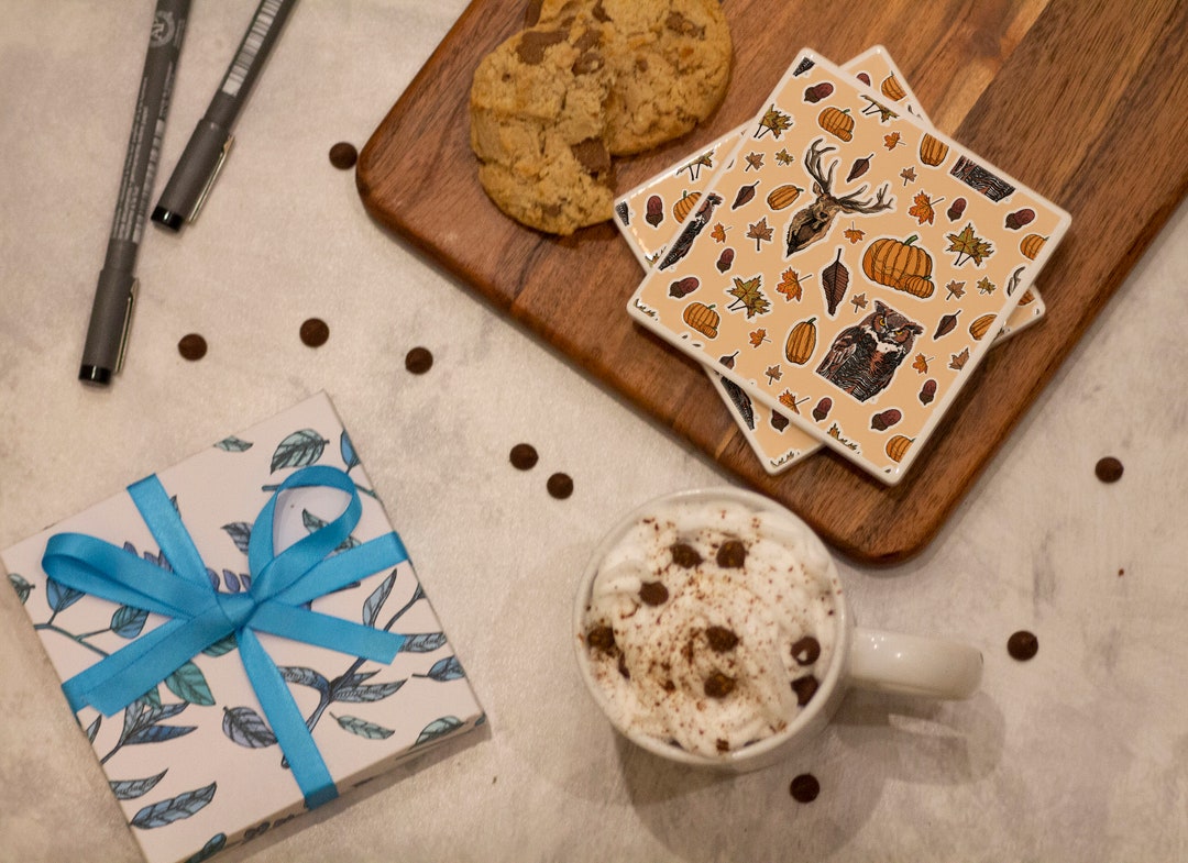 Autumn Patterned Coaster, Fall Coaster, Autumn Coaster, Spice Late ...