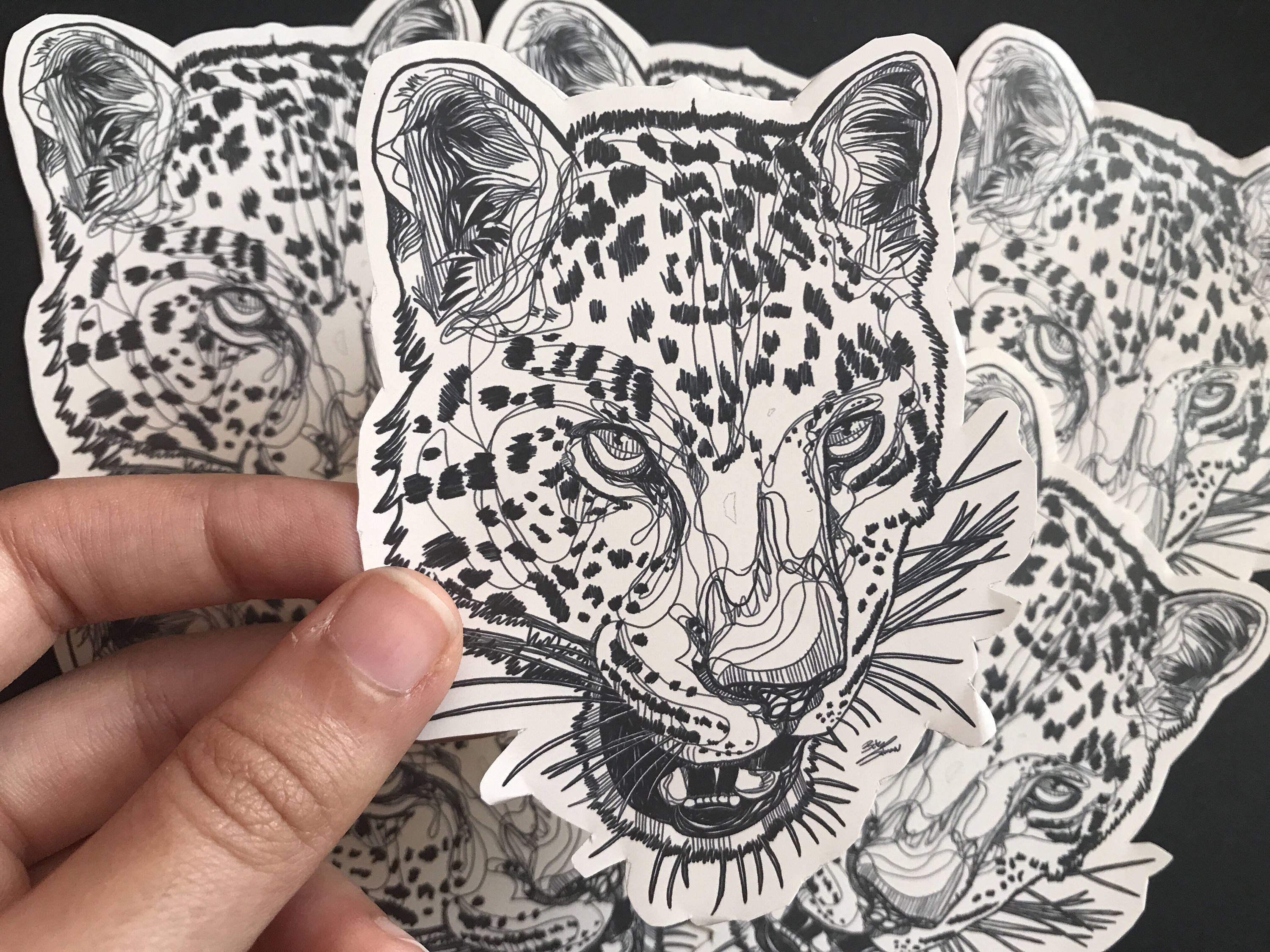 Leopard Sticker Linedrawing Laptop Decal Notebook Sticker - Etsy UK