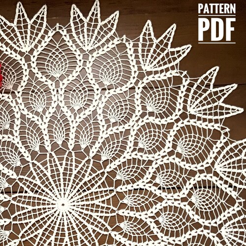 Crochet Pattern for Pineapple Doily Round Doily Row by Row - Etsy
