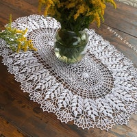 1955 Vintage Crochet Doily Pattern - "oval Pineapple" - 14" X 21" or 8 ...