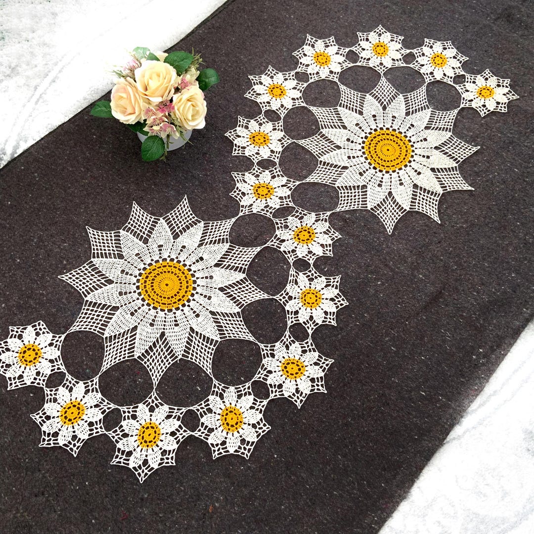 Crocheted Table Runner Patterns - Lace Crochet Doily Pattern With ...