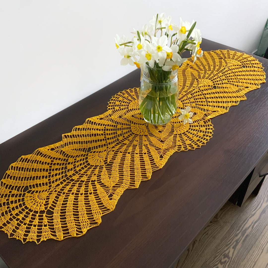 Crochet Table Runner Pineapple Pattern - Only Chart Crochet Lace Doilies - Oval Crochet Runner ...