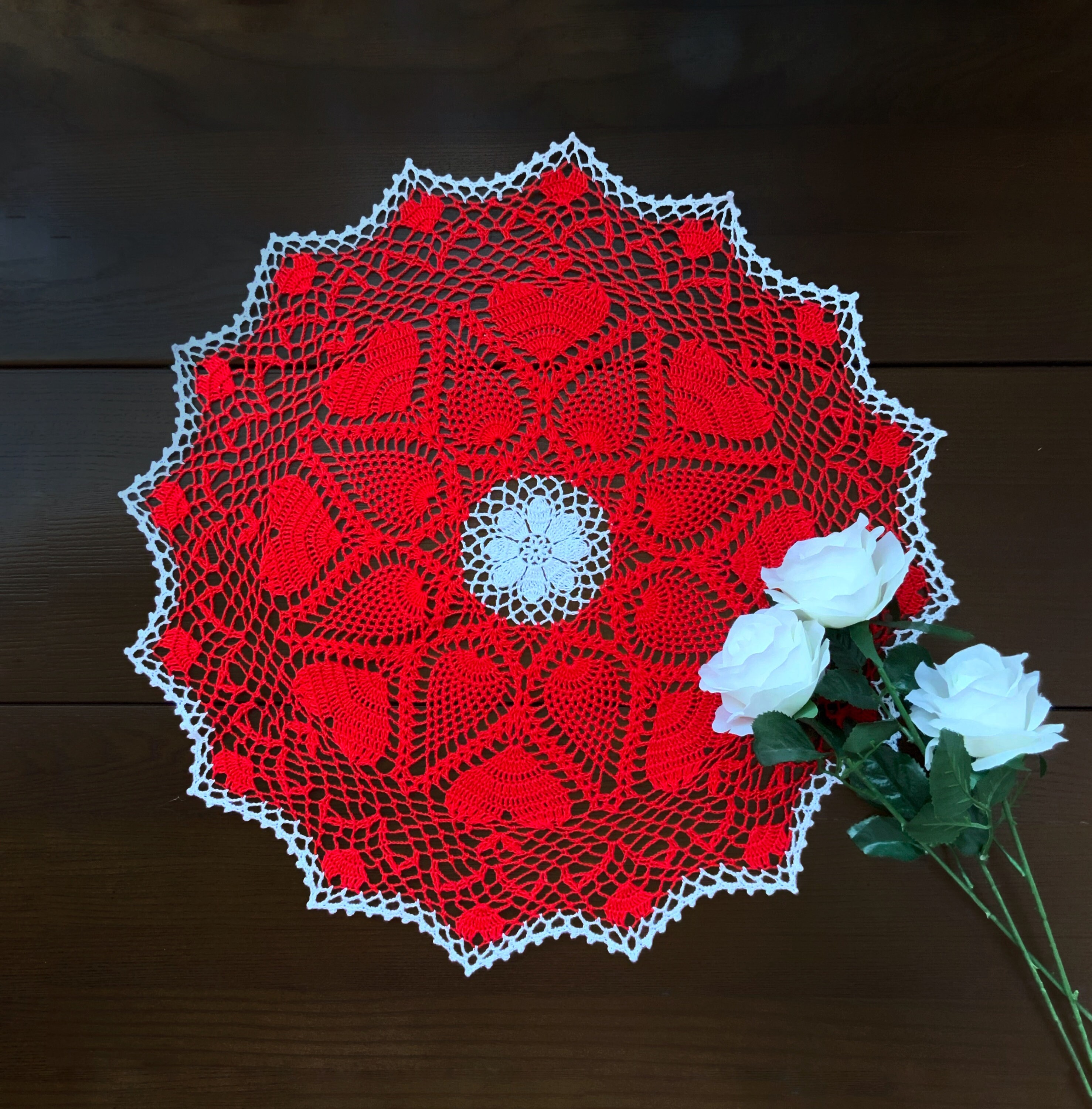 Crochet Pattern for Hearts Doily, Valentine’s Doily, Heart Pattern ...