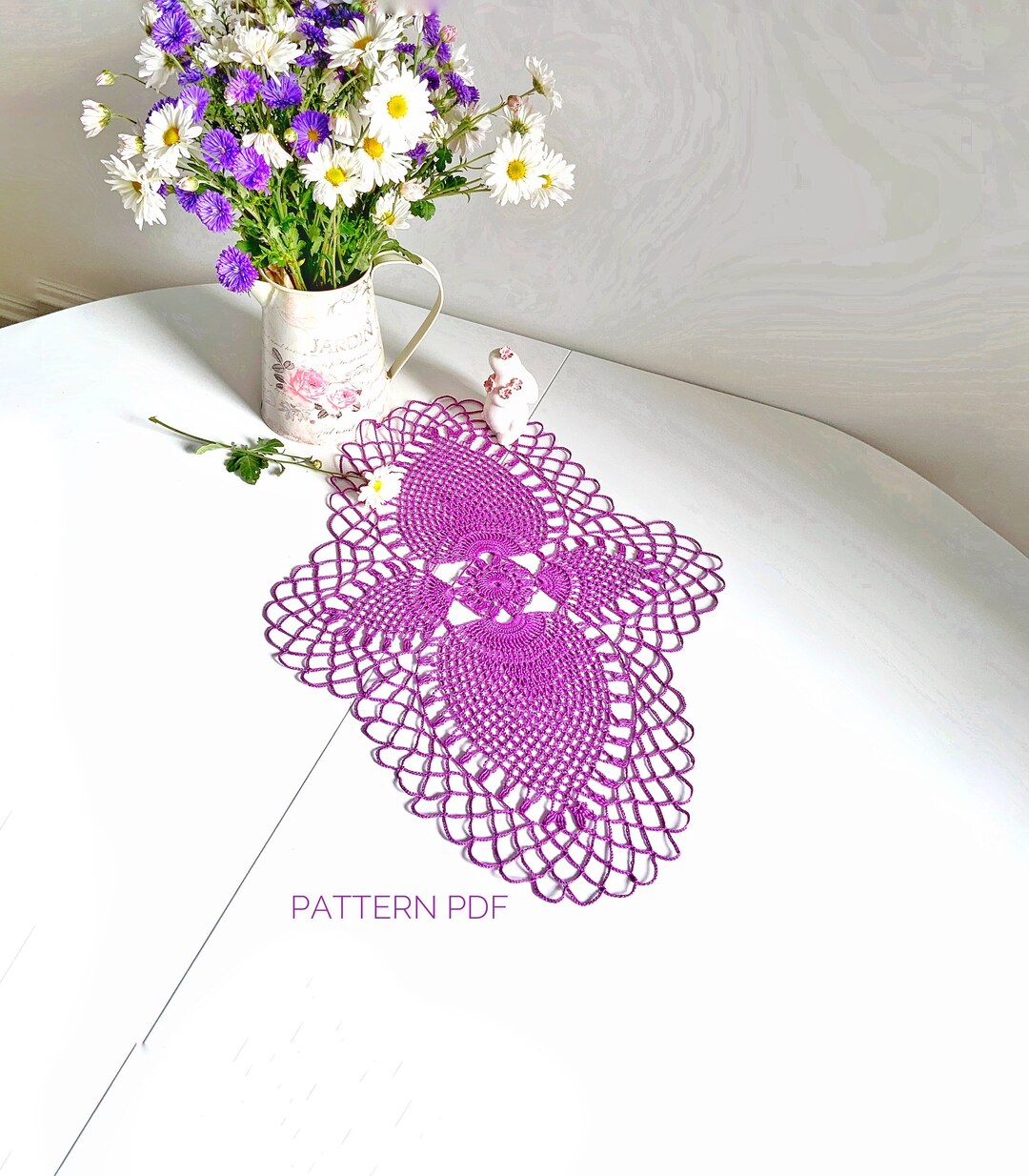 Crochet Pattern, Pineapple Runner Doily Pattern, Pineapple Doily, Table Runner Pattern, Row by ...