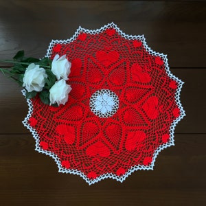 Crochet Pattern for Hearts Doily, Valentine’s Doily, Heart Pattern ...