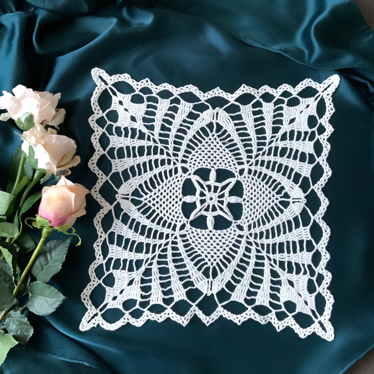 Square Doily Crochet Pattern - Crochet Lace Bedspread Pattern - Crochet ...