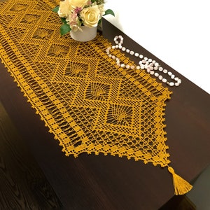 Filet Crochet Pattern for Table Runner, Crochet Doily Pattern, Crochet ...