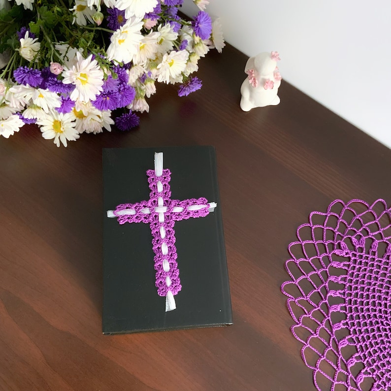 Crochet Pattern for Cross Bookmark, Bible Bookmark Patterns, Baptism ...