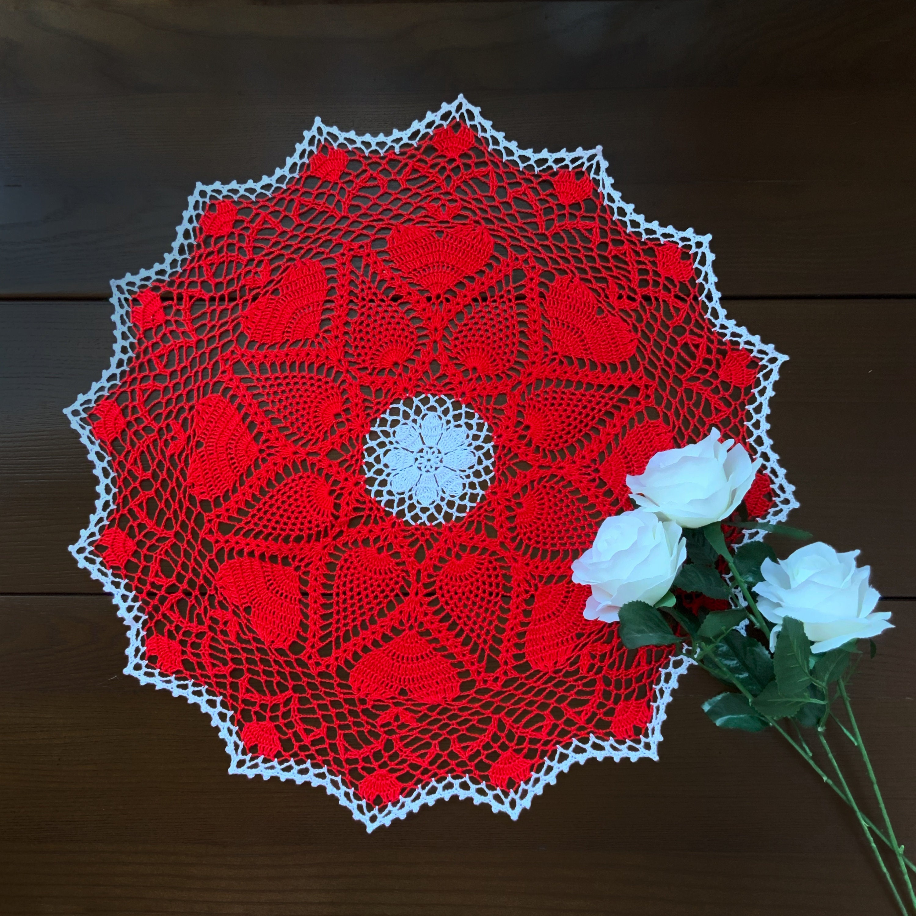 Crochet Pattern for Hearts Doily, Valentine’s Doily, Heart Pattern ...