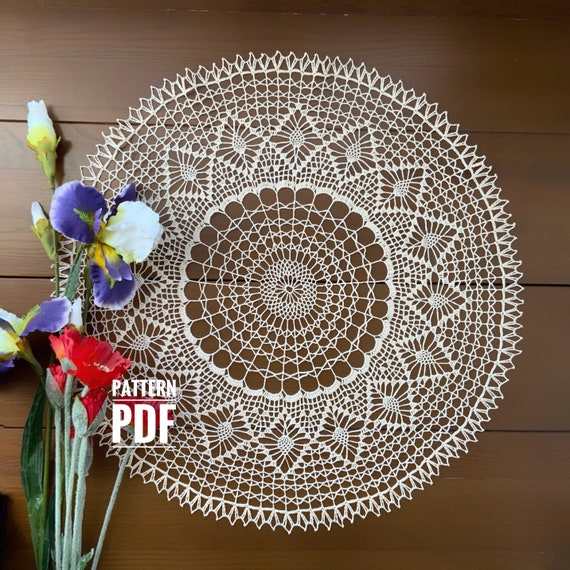 Crochet Pattern for Large Doily Vintage Crochet Doily Row by - Etsy