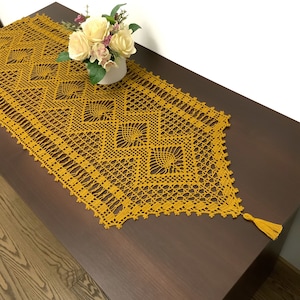 Filet Crochet Pattern for Table Runner, Crochet Doily Pattern, Crochet ...
