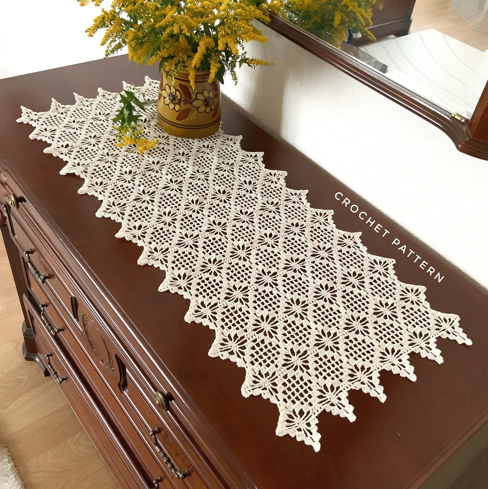 Pattern Pdf for Crochet Table Runners, Doily Crochet Pattern, Crochet ...